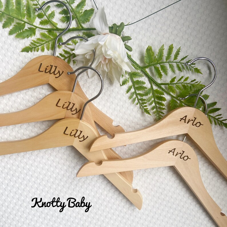 Set of 5 Wooden Costume Hangers, Personalised Hangers, Childrens ...