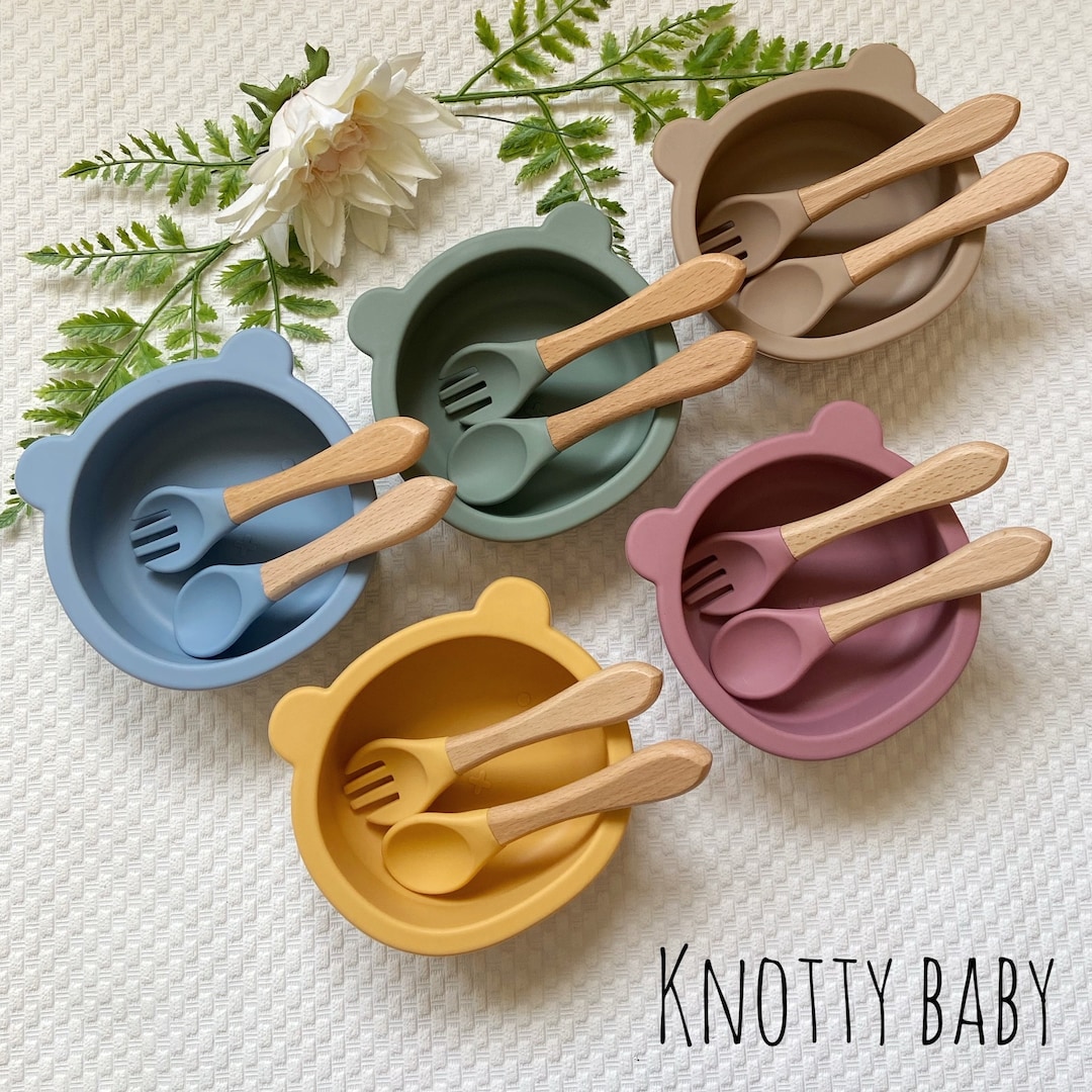 Silicone Bear Baby Suction Bowl Set, Personalised Baby Gift ...