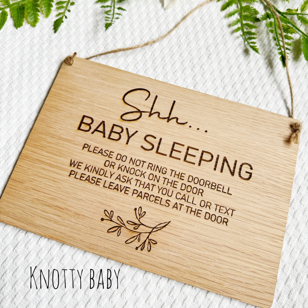 Shh Baby Sleeping Sign, New Parent Gift, Hanging Sign, Baby Shower Gift ...