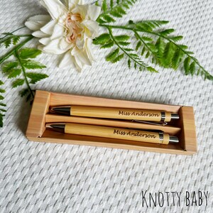 Personalised Laser Engraved Bamboo Pen & Pencil Set, Teachers Gift, End ...