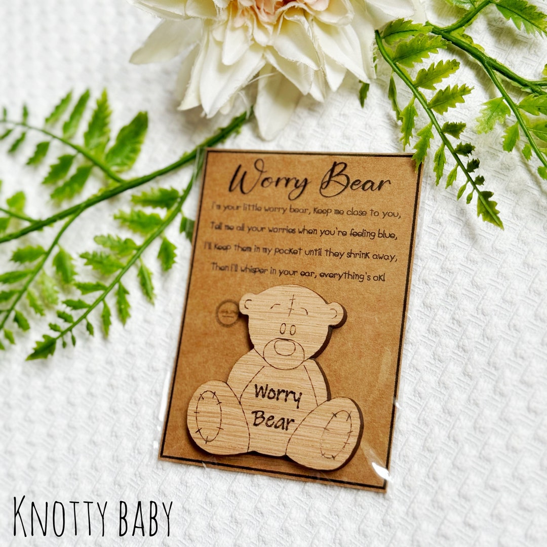 Wooden Worry Bear, Worry Bear Gift, Anxiety Gift, Anxiety Bear, School ...