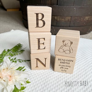 Personalised Baby Block Keepsake Cubes, Baby Name Blocks, Wooden Letter ...