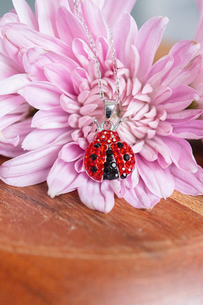 Red Crystal Ladybug Necklace Ladybug Pendant Novelty - Etsy