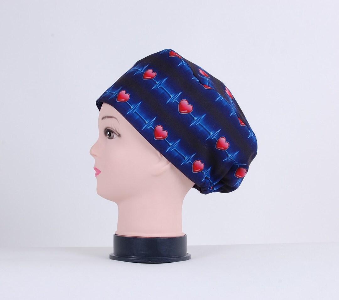 EKG Scrub Cap, ECG Euro Scrub Cap, Heartbeats Scrub Cap, Cardiologist ...