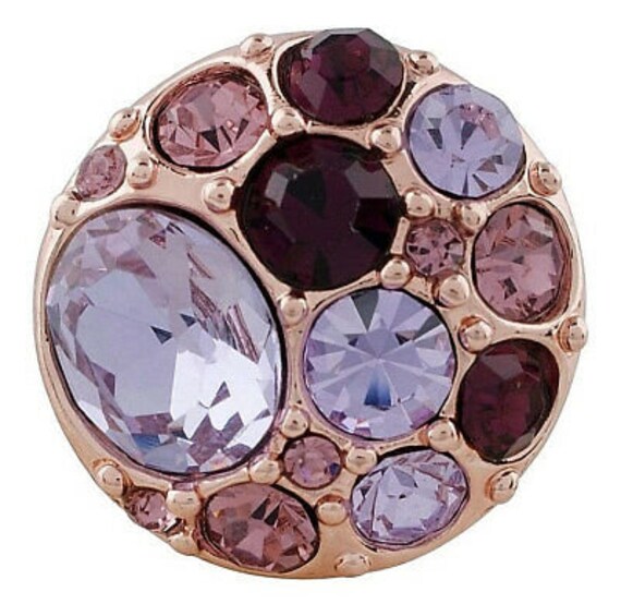 Rose Gold Purple Pink Rhinestone Cluster 20mm Snap Charm For | Etsy