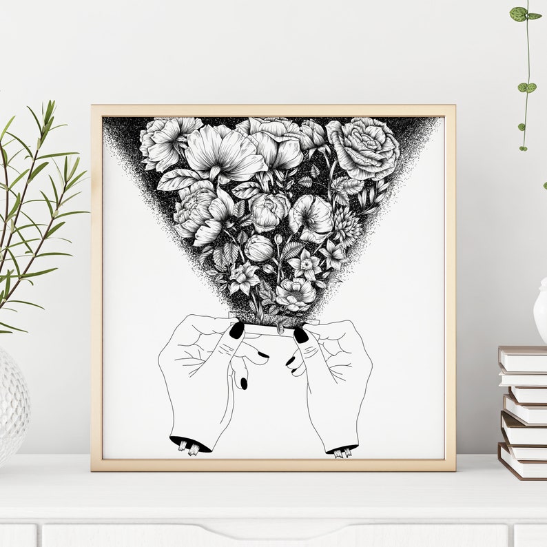 Floral and Cannabis Inspired Fine Art Print | Etsy