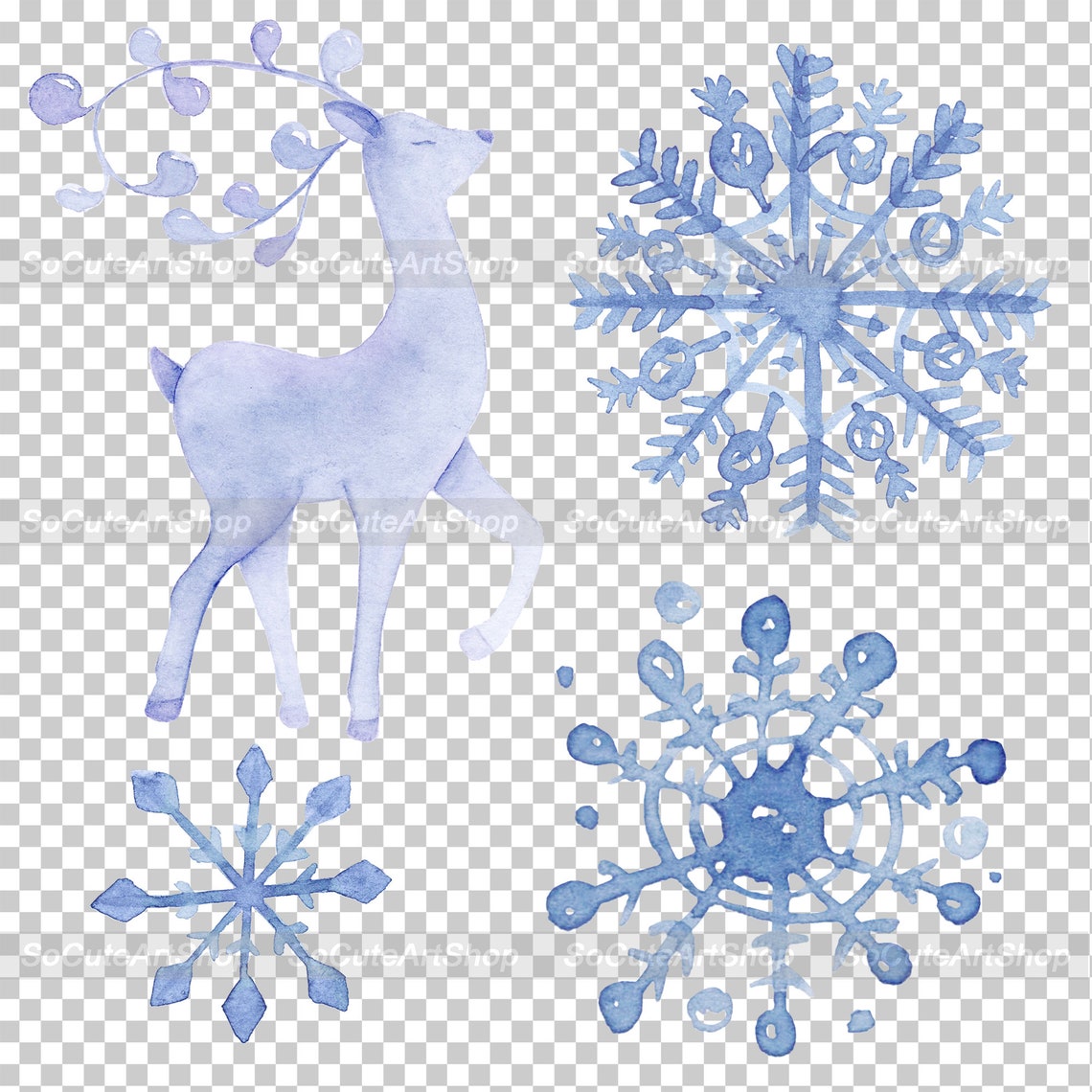 Watercolor Snowflakes Clipart, Watercolor Snow Perfect for Diy ...