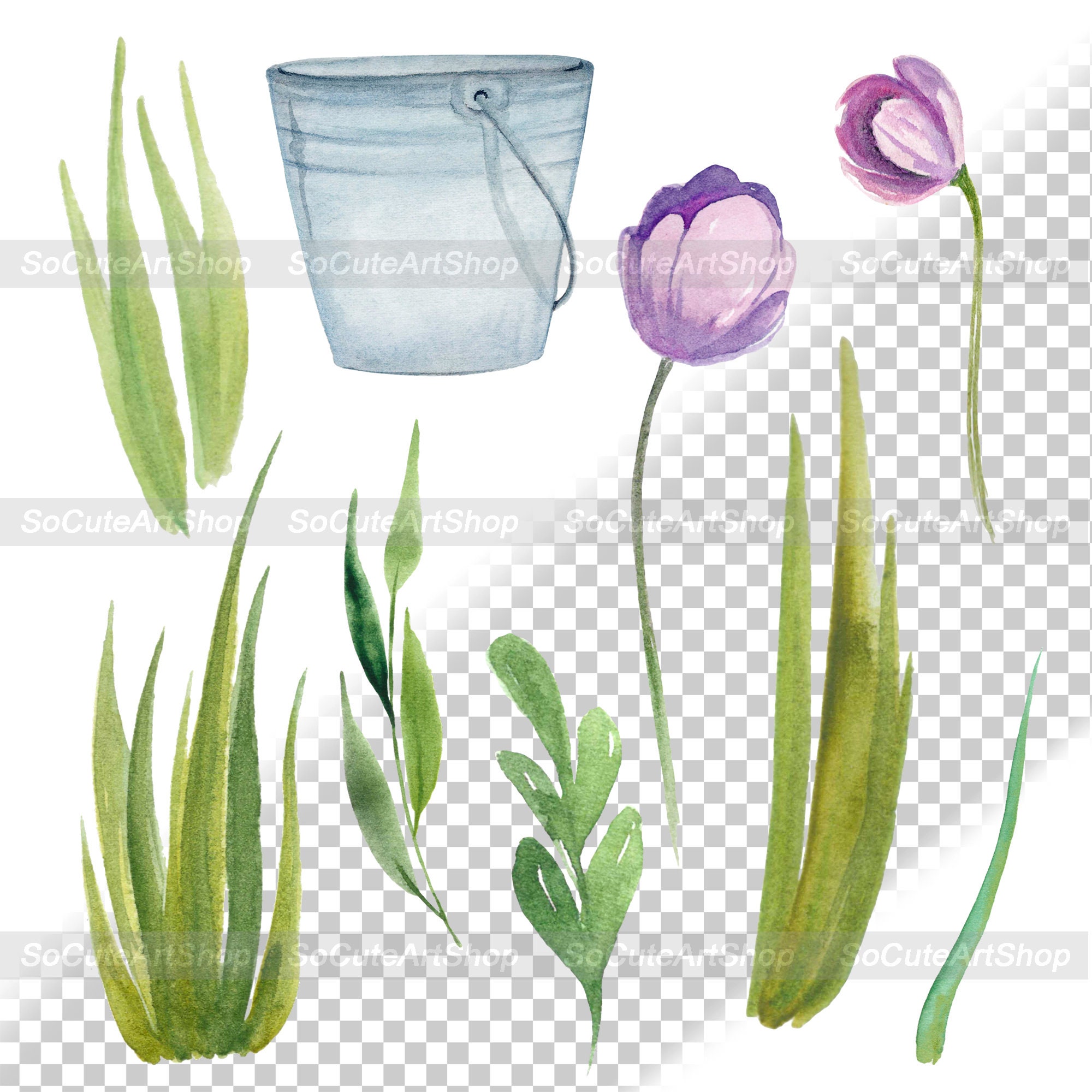 Watercolor Easter Clipart, Spring Floral Clipart, Baby Chicks, Easter ...