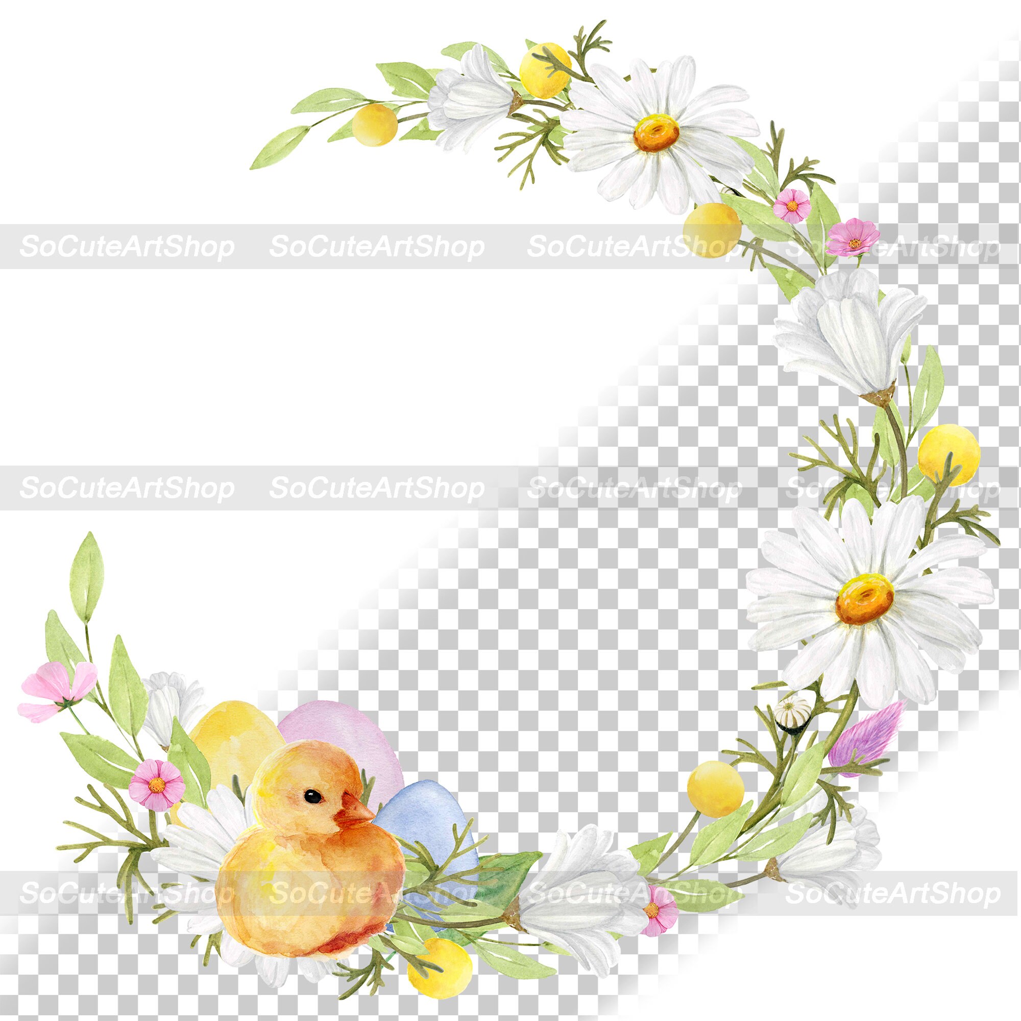 Easter Floral Frame Watercolor Clipart Spring Floral Clipart - Etsy