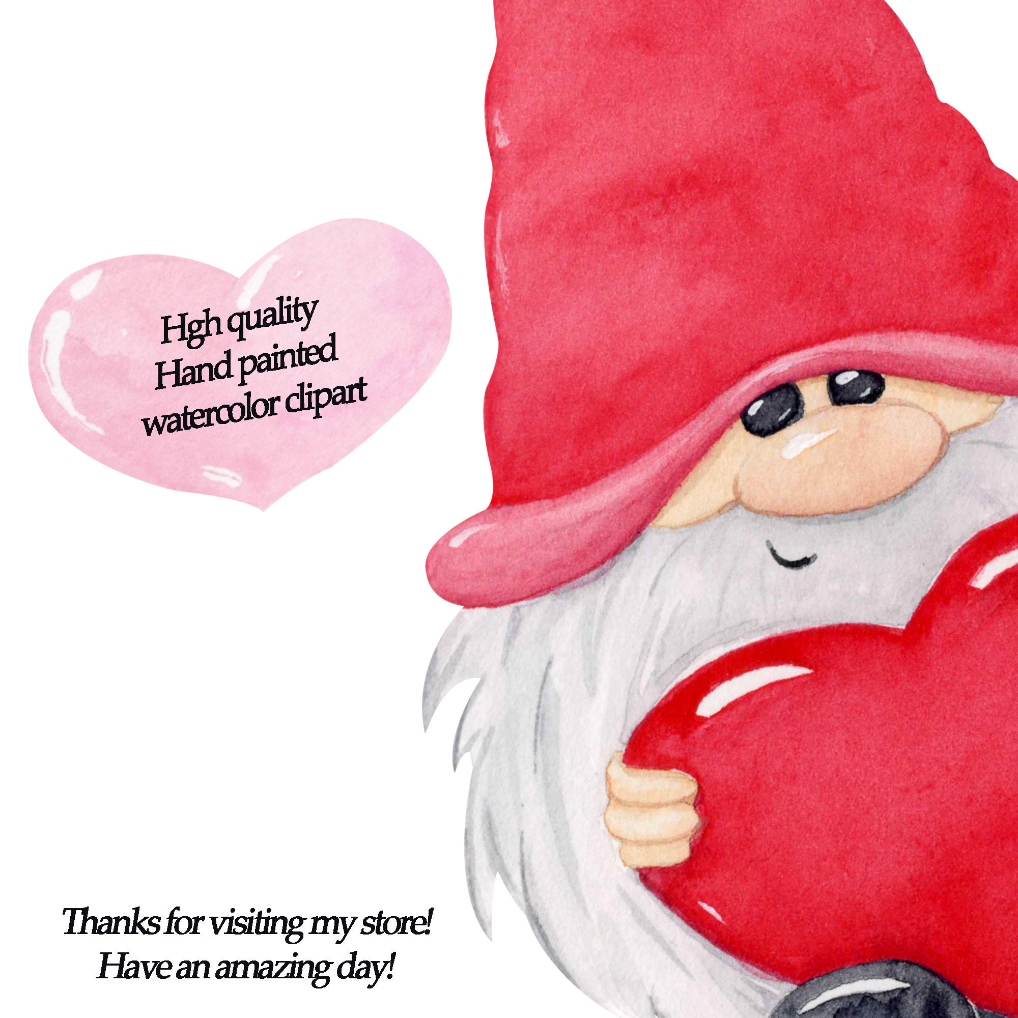 Valentines Gnome Png Clipart Watercolor Valentine Clipart. - Etsy