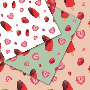 Watercolor Ice Cream Digital Paper, Summer Digital Paper, Fruit Pattern ...