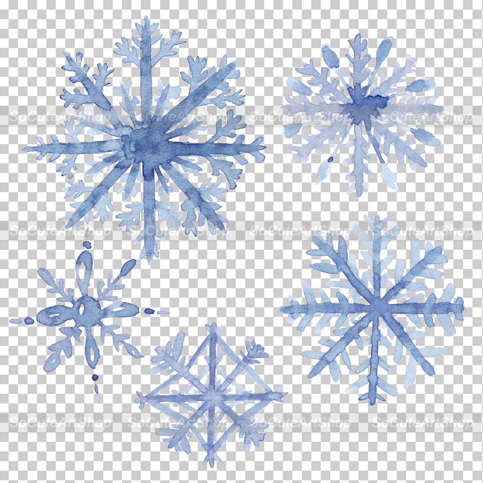 Watercolor Snowflakes Clipart, Watercolor Snow Perfect for Diy ...