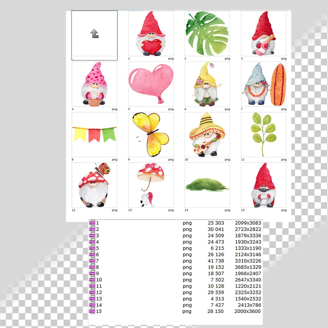 Watercolor Seasons Gnomes Png Clipart. Holiday Gnome Clip Art - Etsy