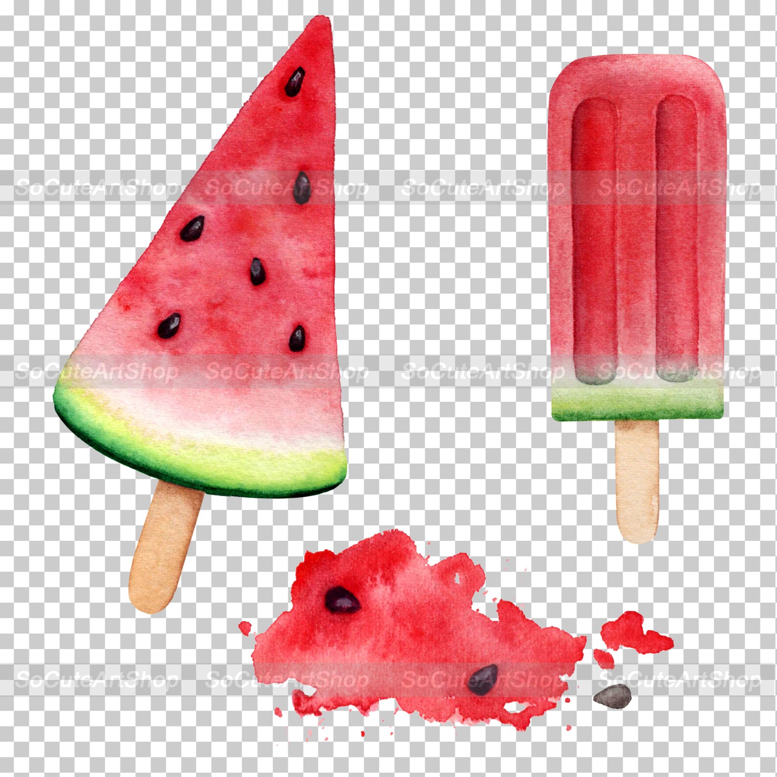 Watercolor Watermelon Clipart Set for Summer Party Invitations, Instant ...