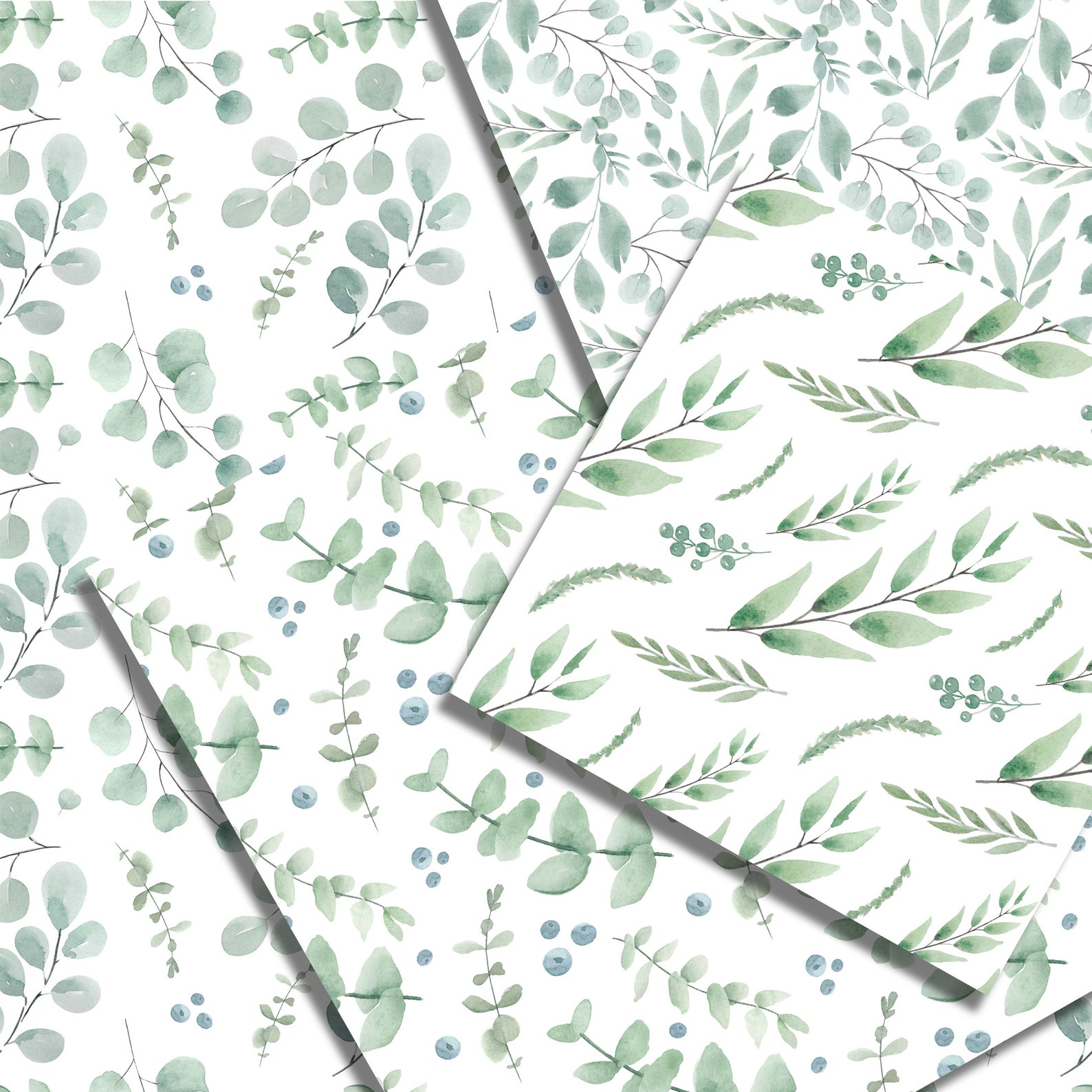 Watercolor Eucalyptus Patterns, Eucalyptus Print, Eucalyptus Leaves ...