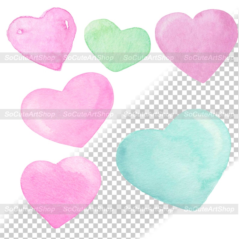 Watercolor Hearts Clipart for Valentines Day PNG Watercolor - Etsy