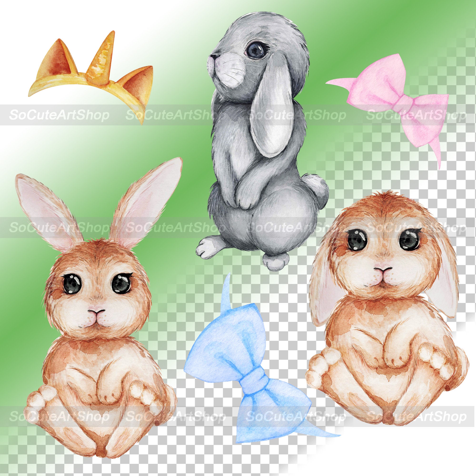 Watercolor Easter Bunny PNG Clipart, Spring Png Clipart, Easter Rabbit ...