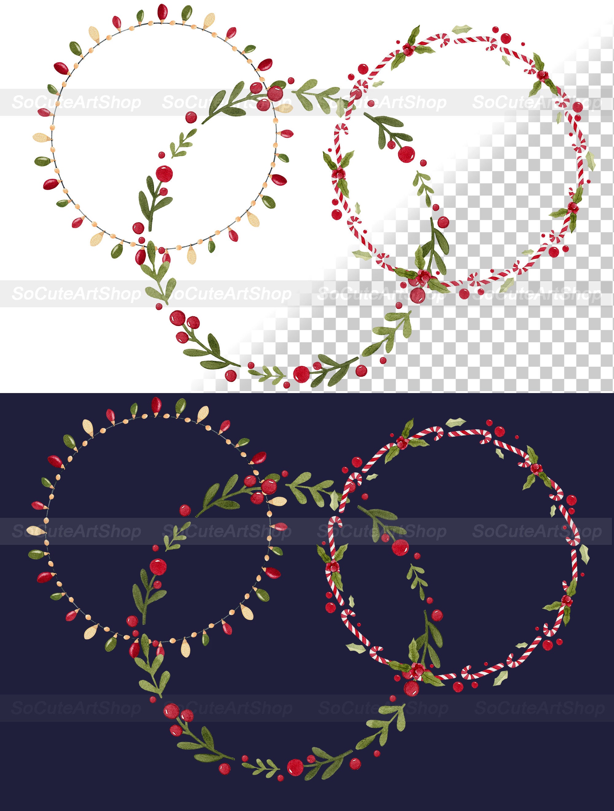 Watercolor Merry Christmas Frame Png Clipart/holiday Winter Border ...