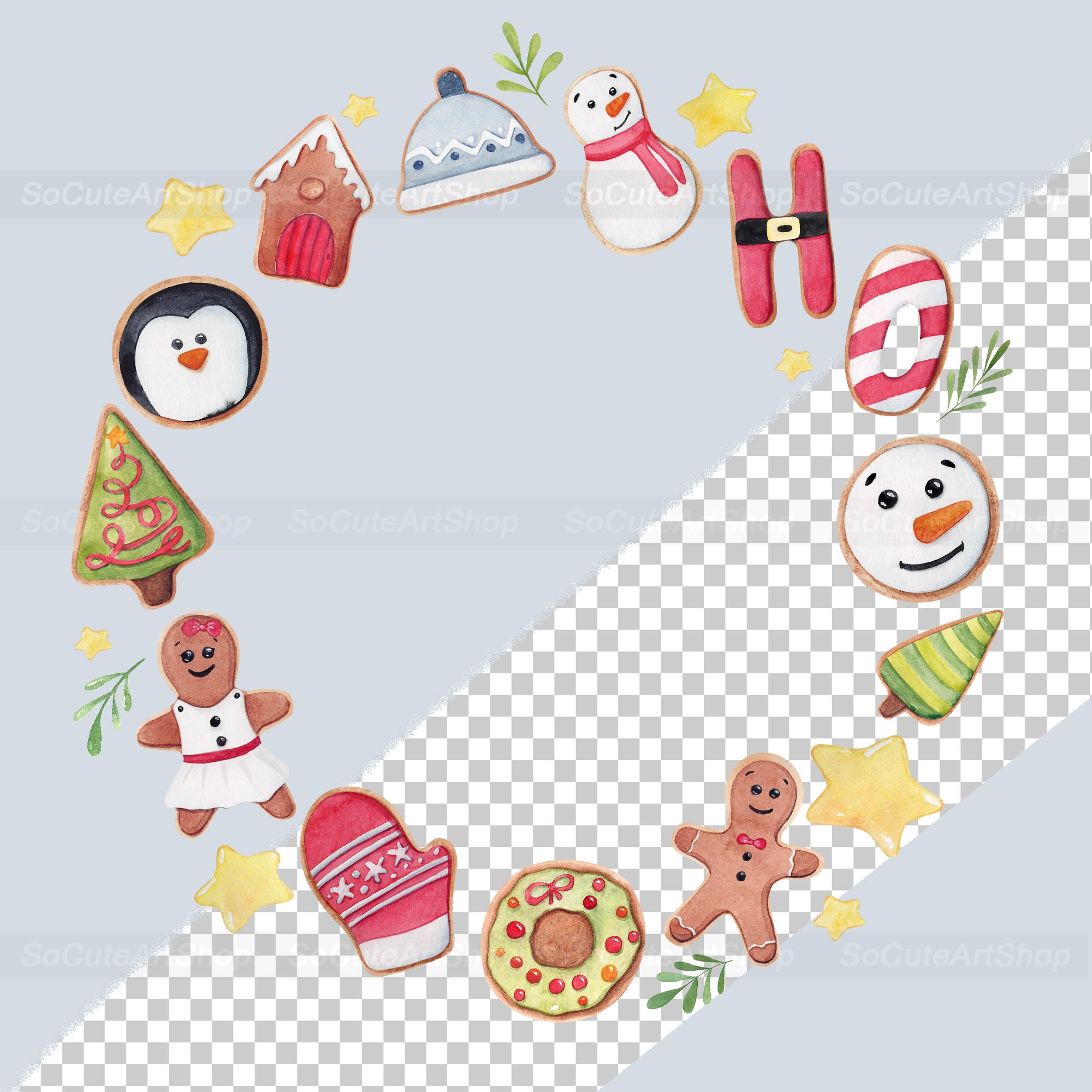 Watercolor Winter Frame Png Clipart. Christmas Border Clip Art. Free ...