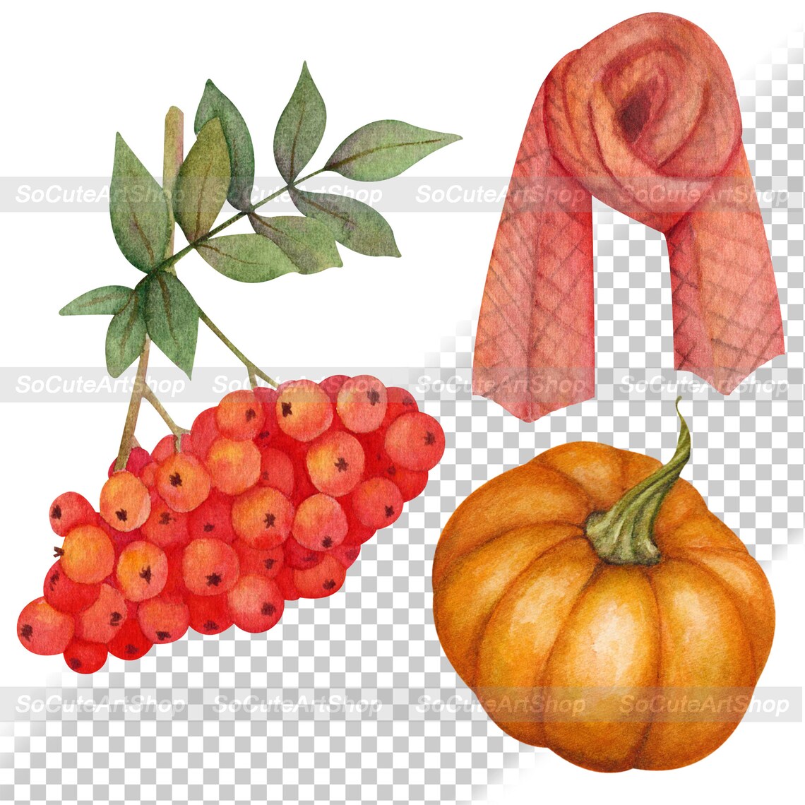 Watercolor Cozy Fall Clipart Thanksgiving Fall Png Autumn - Etsy