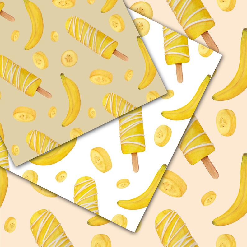 Watercolor Ice Cream Digital Paper, Summer Digital Paper, Fruit Pattern ...