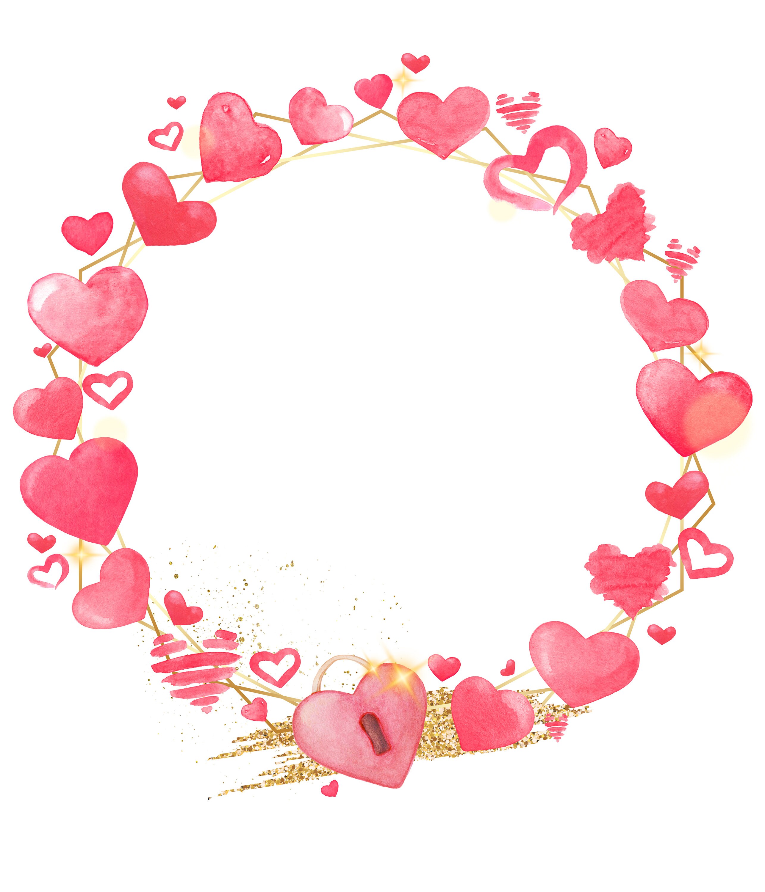 Watercolor Valentines Day Frame Png Clipart. Handdrawn Seamless Border ...