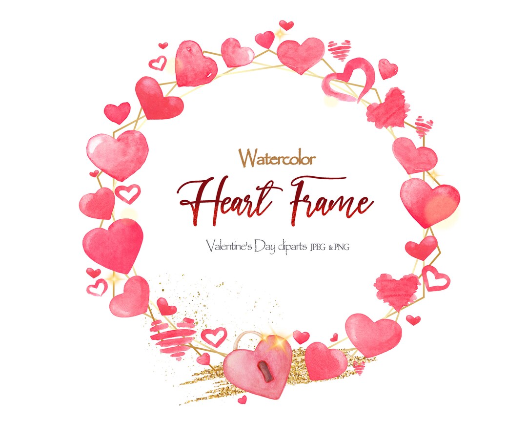 Watercolor Valentines Day Frame Png Clipart. Handdrawn Seamless Border ...