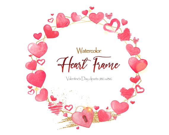 Watercolor Valentines Day Frame Png Clipart. Handdrawn | Etsy