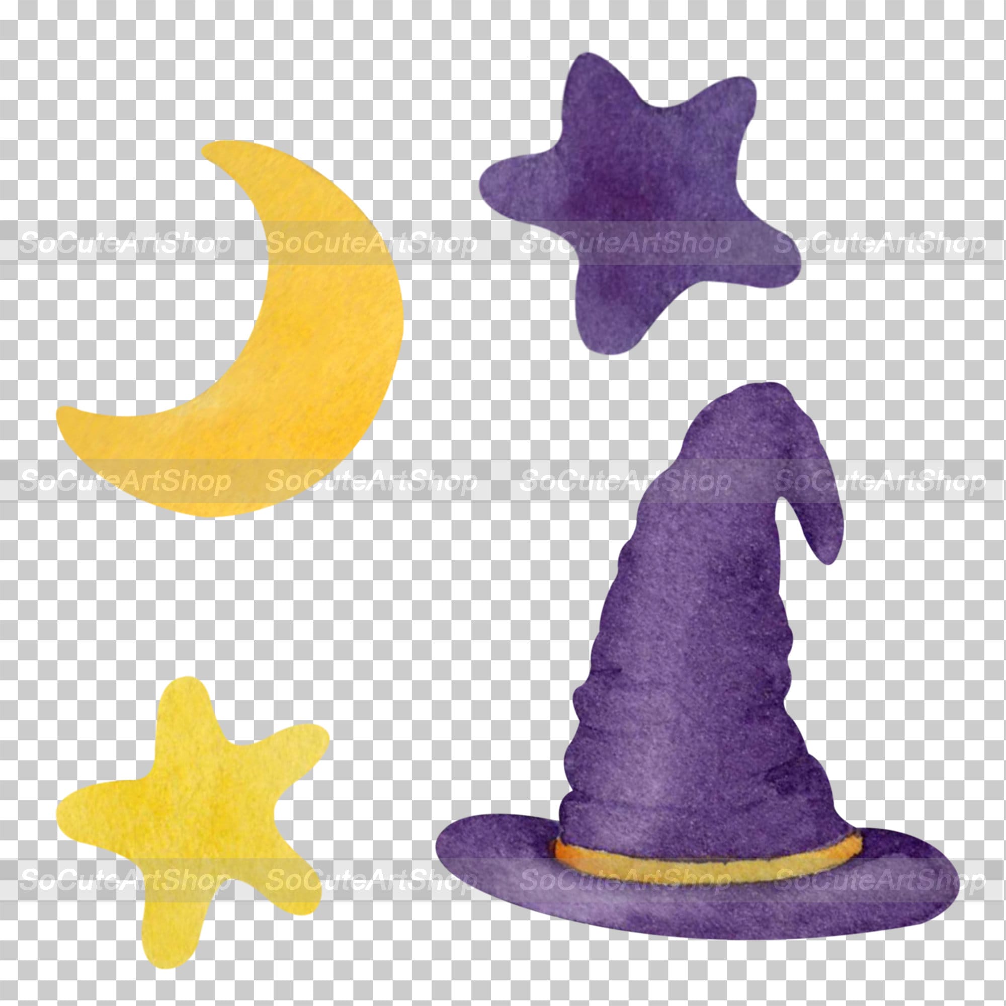 Watercolor Halloween Cat Clipart Set Cute Halloween Black Cats Hand ...