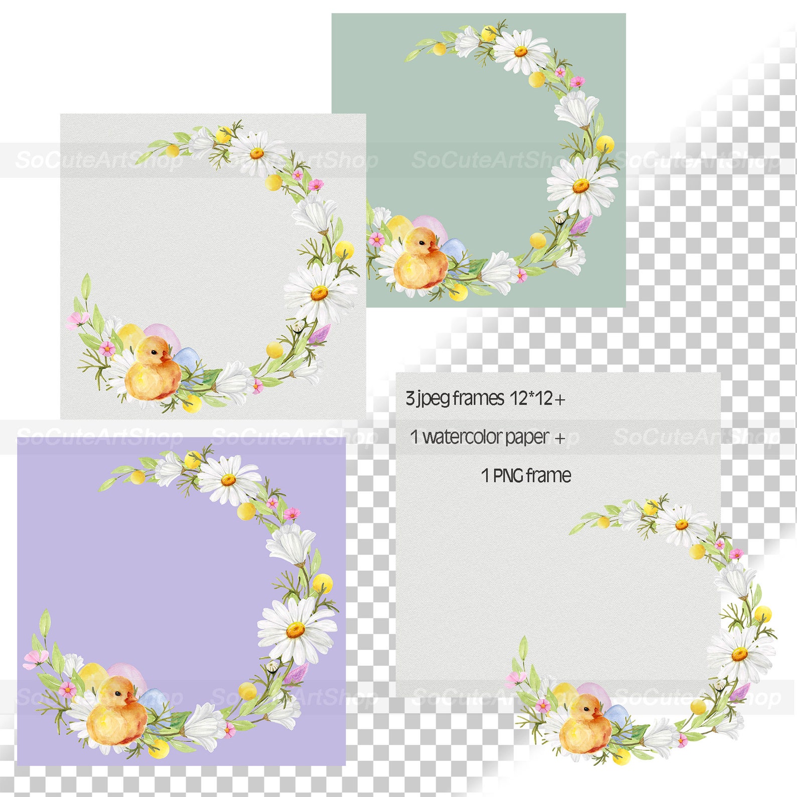 Easter Floral Frame Watercolor Clipart Spring Floral Clipart - Etsy