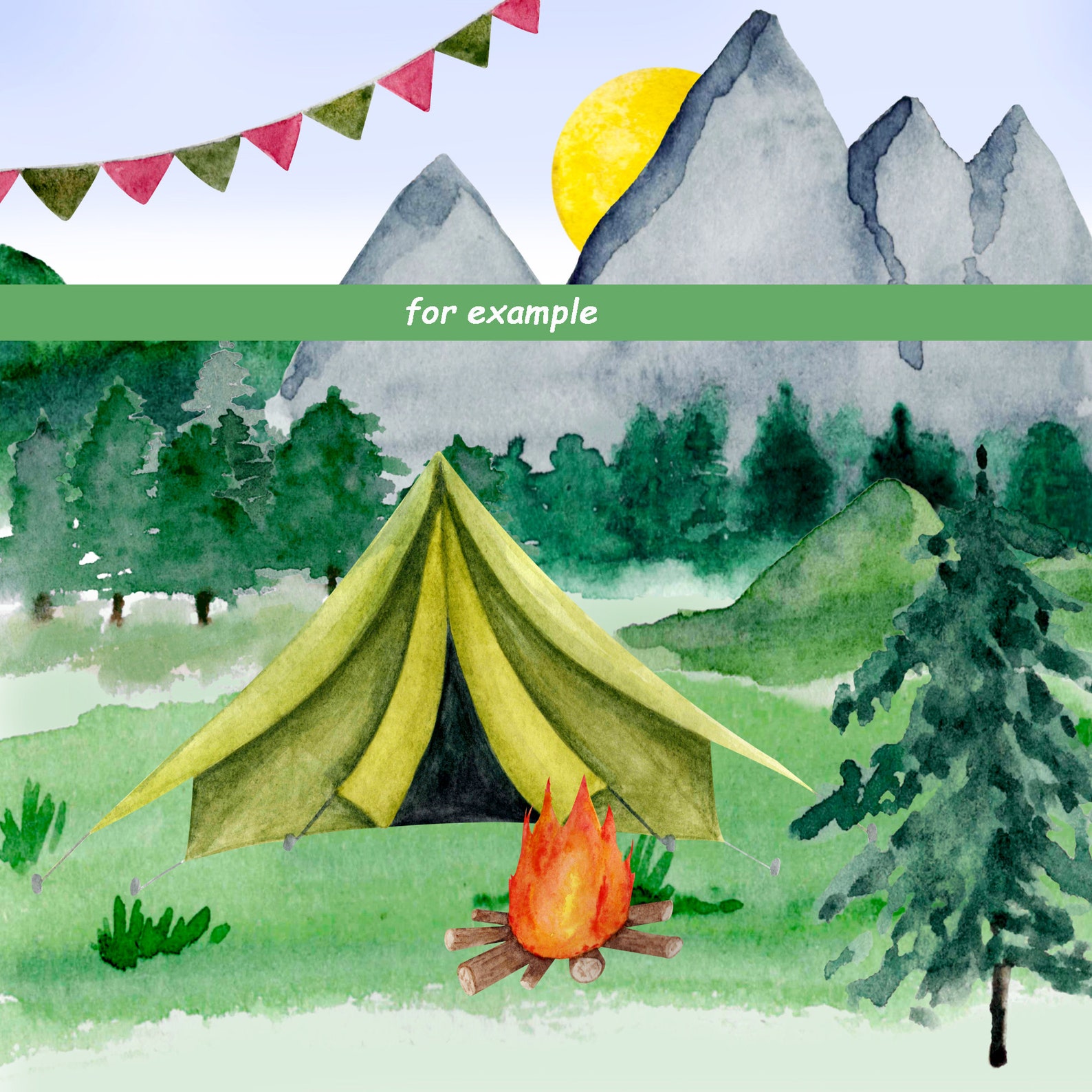 Camping Png Clipart Set, Hand Painted Clip Art, Forest Clipart ...