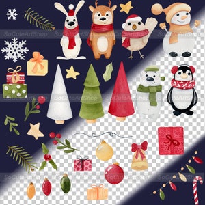 Watercolor Christmas Clipart Holiday PNG Elements/christmas - Etsy