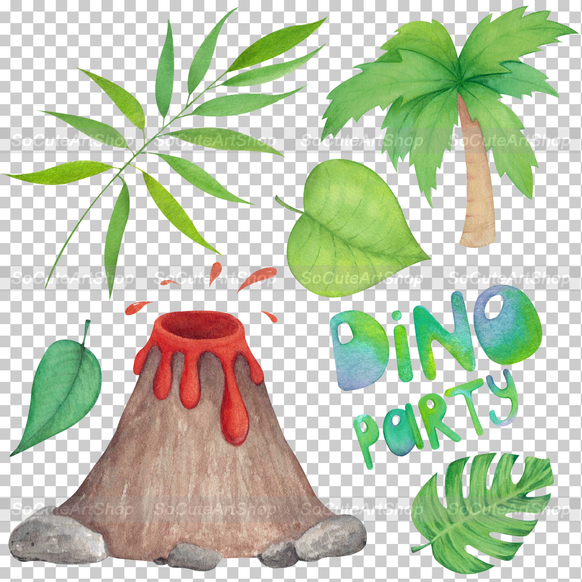 Watercolor Dinosaur Clipart Set Cute Dinosaur Clip Art PNG | Etsy