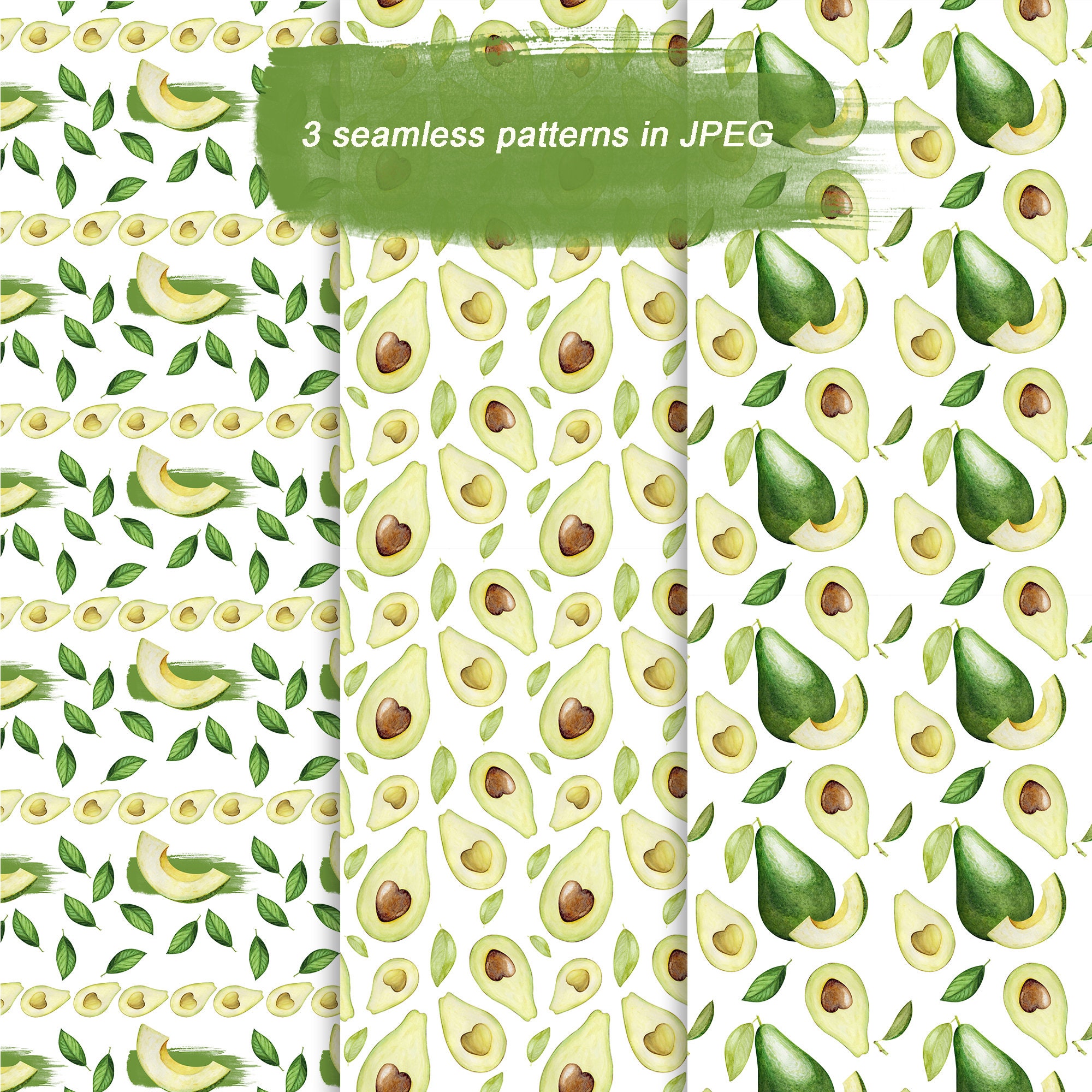 Watercolor Avocado Clipart Set Hand Painted Clip Art PNG - Etsy