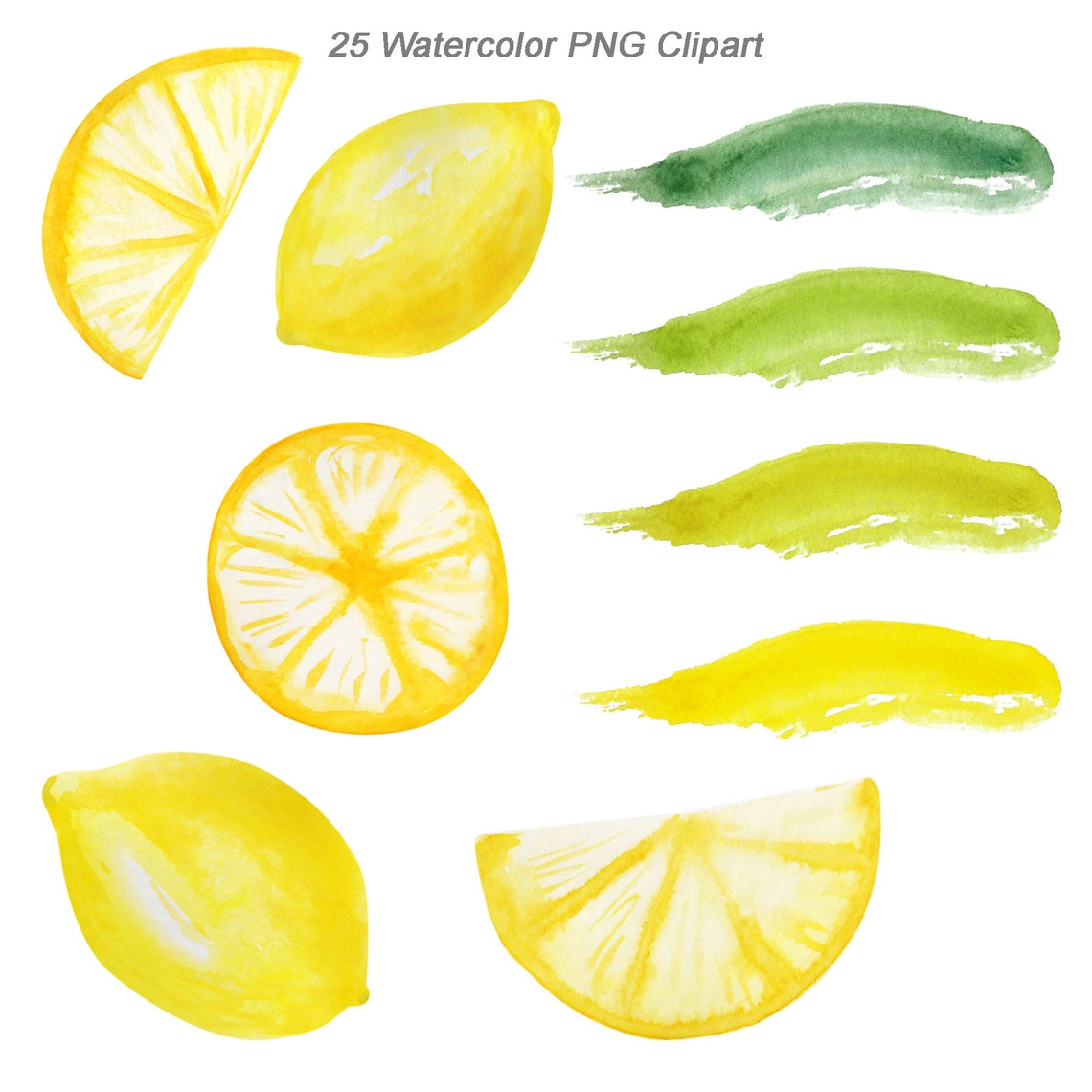 Watercolor Lemon Clipart Set,hand Painted Clip Art, PNG, Digital ...