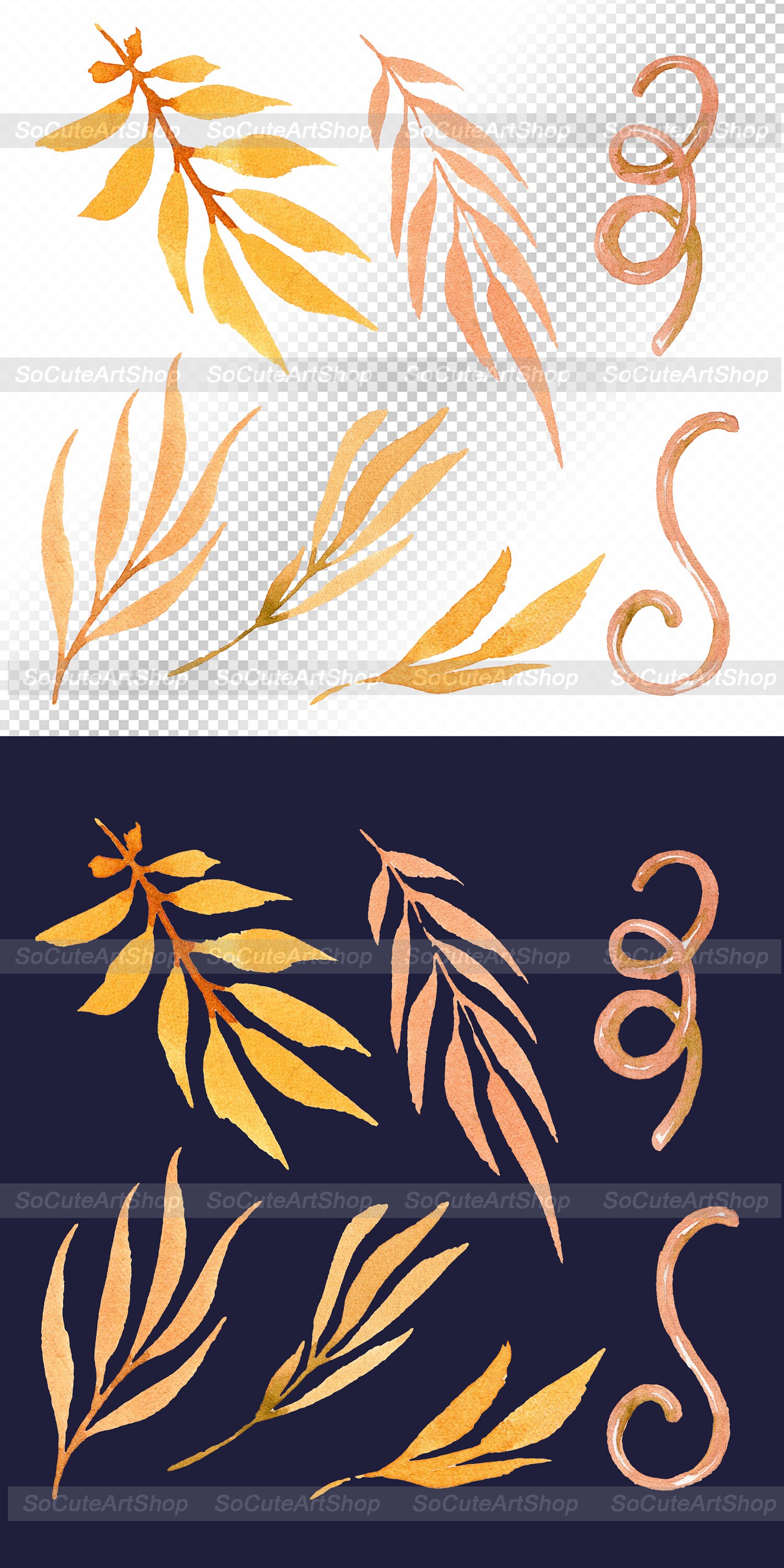 Pastel Pumpkins PNG Clipart. Watercolor Fall Clipart - Etsy