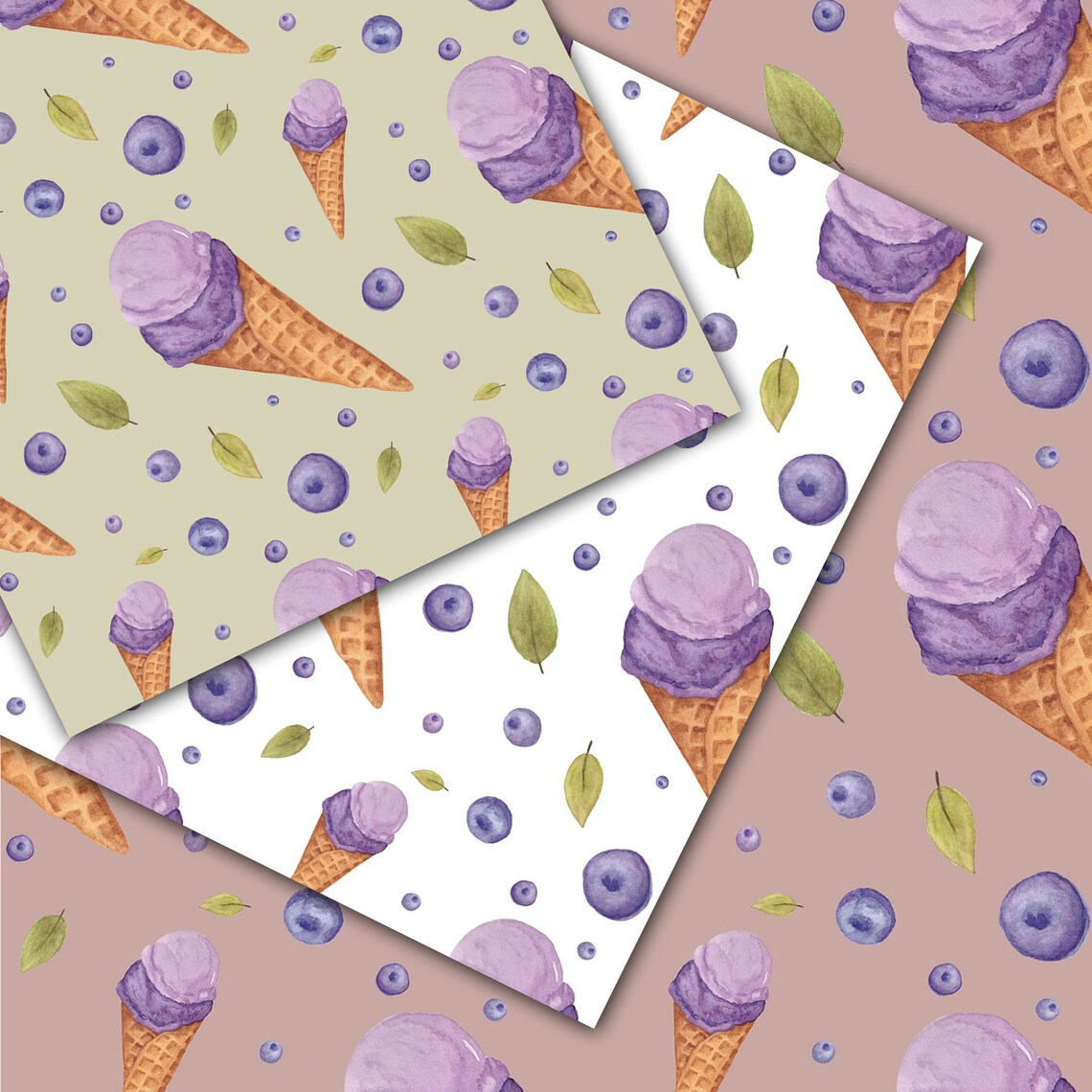 Watercolor Ice Cream Digital Paper Summer Digital Paper - Etsy
