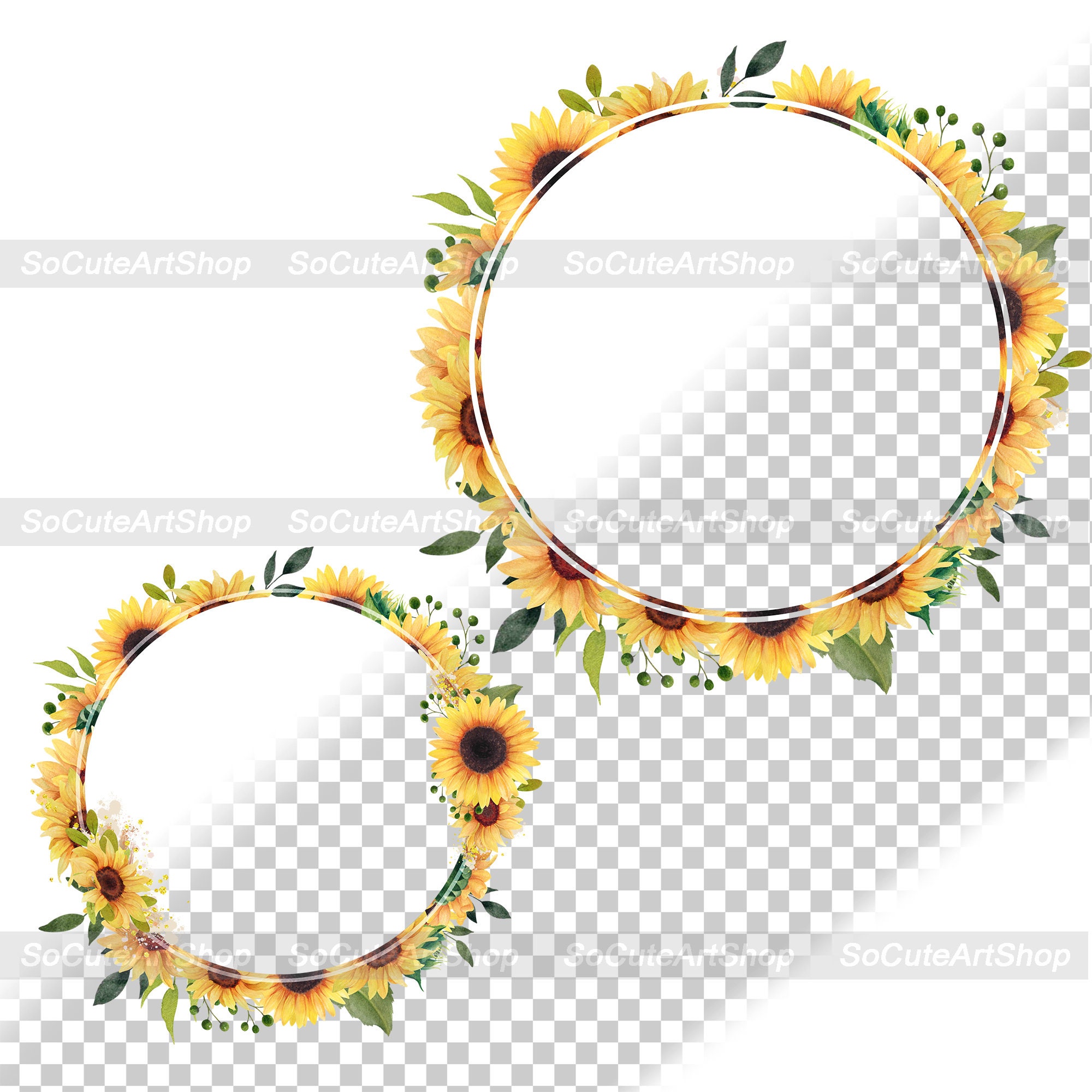Watercolor Sunflower Png Clipart, Sunflower Frame, Floral Clip Art ...