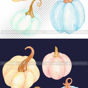 Pastel Pumpkins PNG Clipart. Watercolor Fall Clipart - Etsy