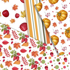 Watercolor Pumpkin Fall Patterns Autumn Digital Paper Pack - Etsy