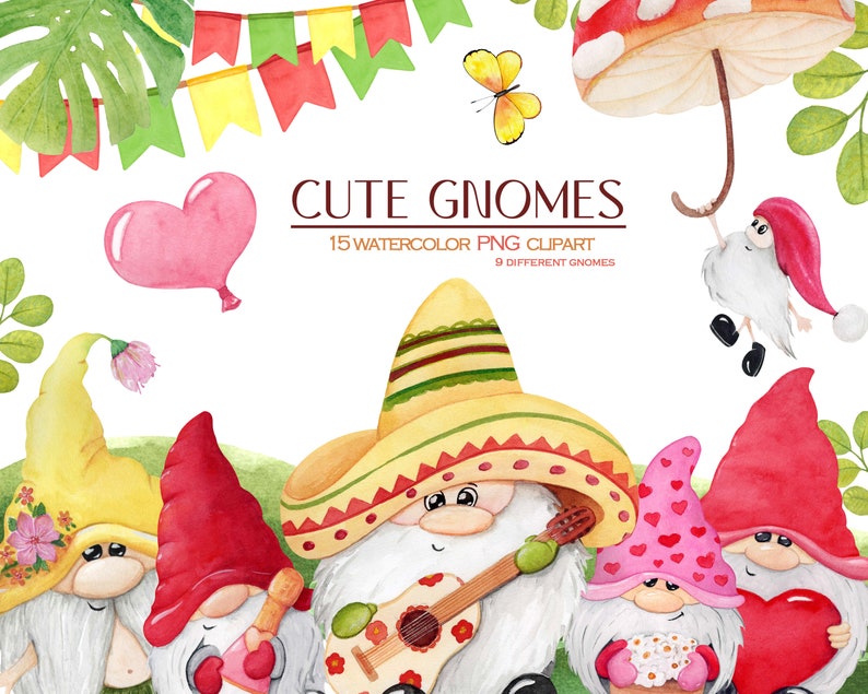 Watercolor Seasons Gnomes Png Clipart. Holiday Gnome Clip Art ...