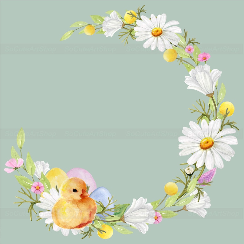 Easter Floral Frame Watercolor Clipart Spring Floral Clipart - Etsy