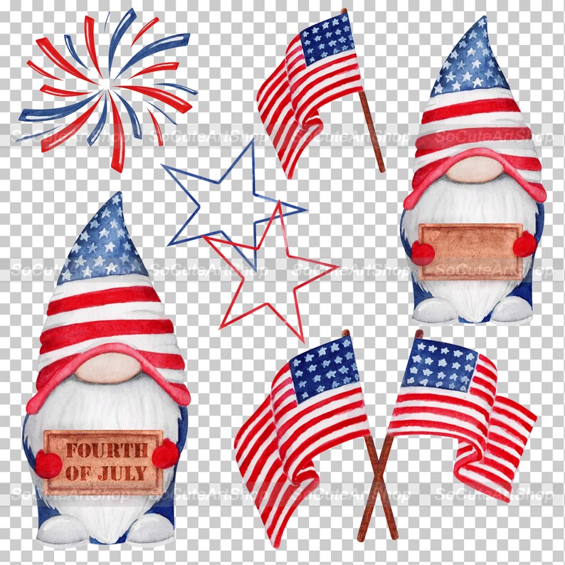 Watercolor 4th of July Clipart, Cute July 4th Clipart, Independence Day ...