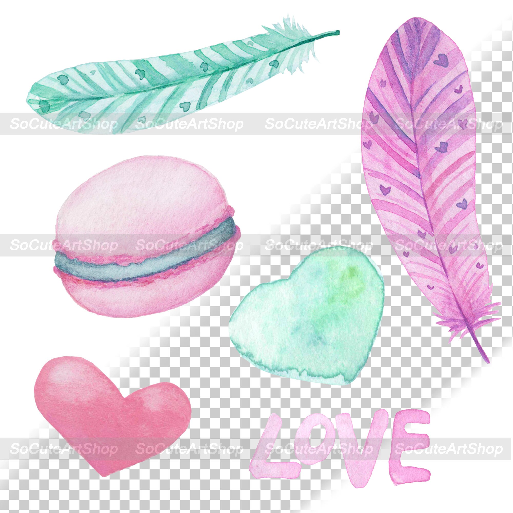 Cute Valentine's Day Clipart. Watercolor Love Clip Art. Wedding Hand ...