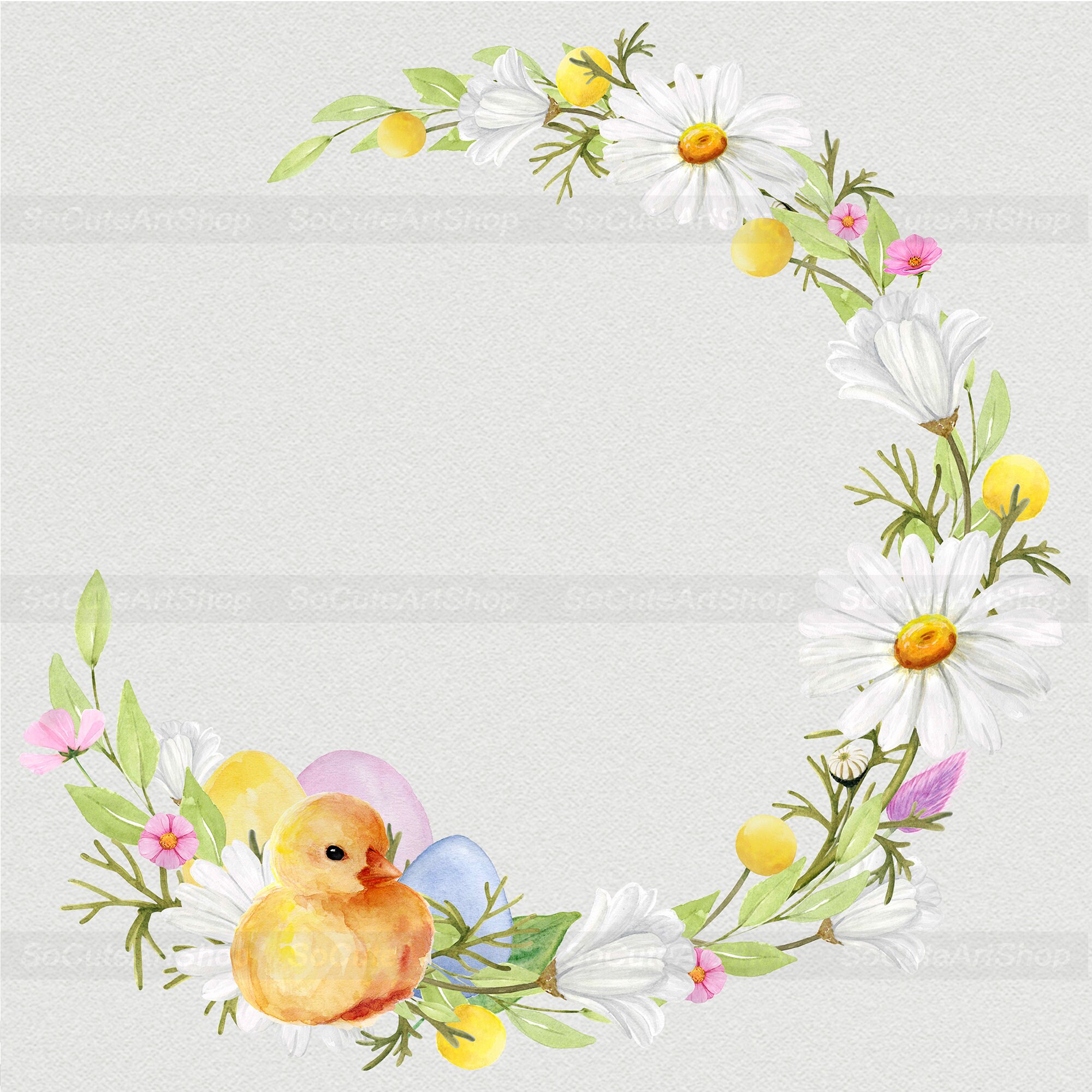 Easter Floral Frame Watercolor Clipart Spring Floral Clipart - Etsy