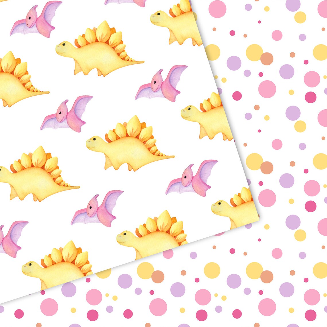 Watercolor Dinosaur Patterns Cute Dinosaur Digital Papers - Etsy