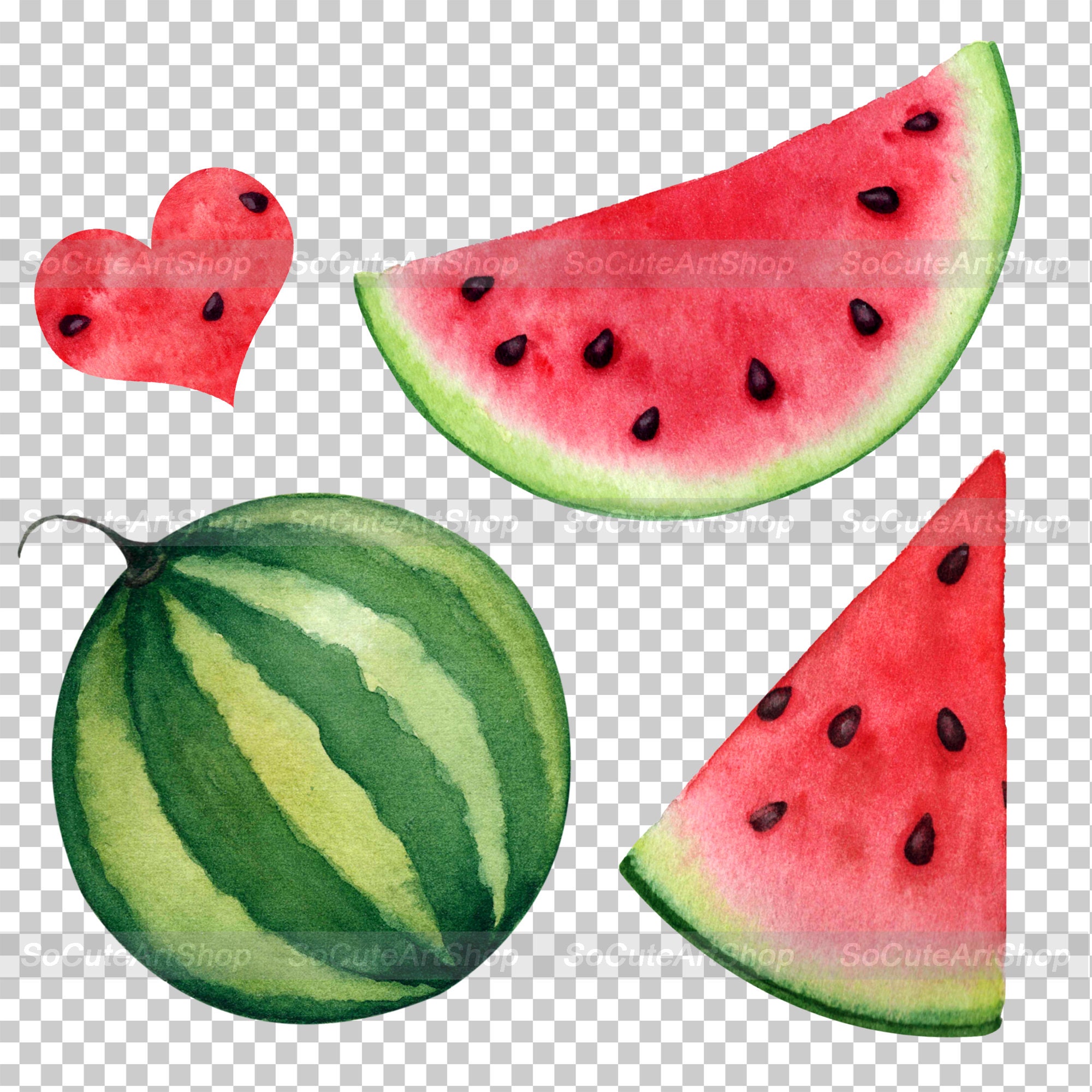 Watercolor Watermelon Clipart Set for Summer Party Invitations, Instant ...