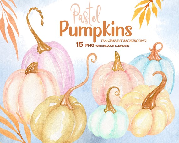 Pastel Pumpkins PNG Clipart. Watercolor Fall Clipart - Etsy