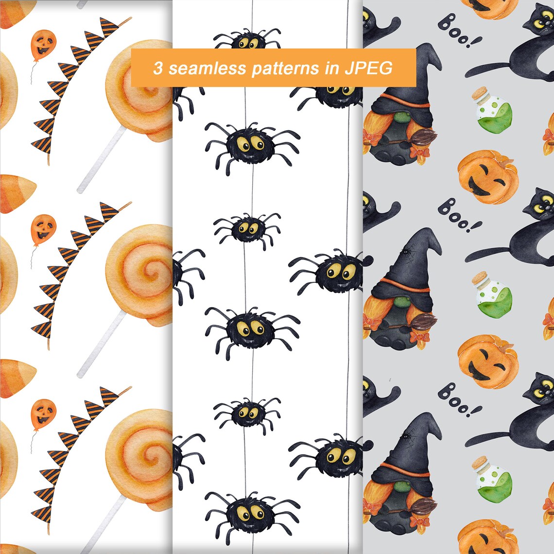 Watercolor Halloween Clipart Set Cute Happy Halloween Hand - Etsy
