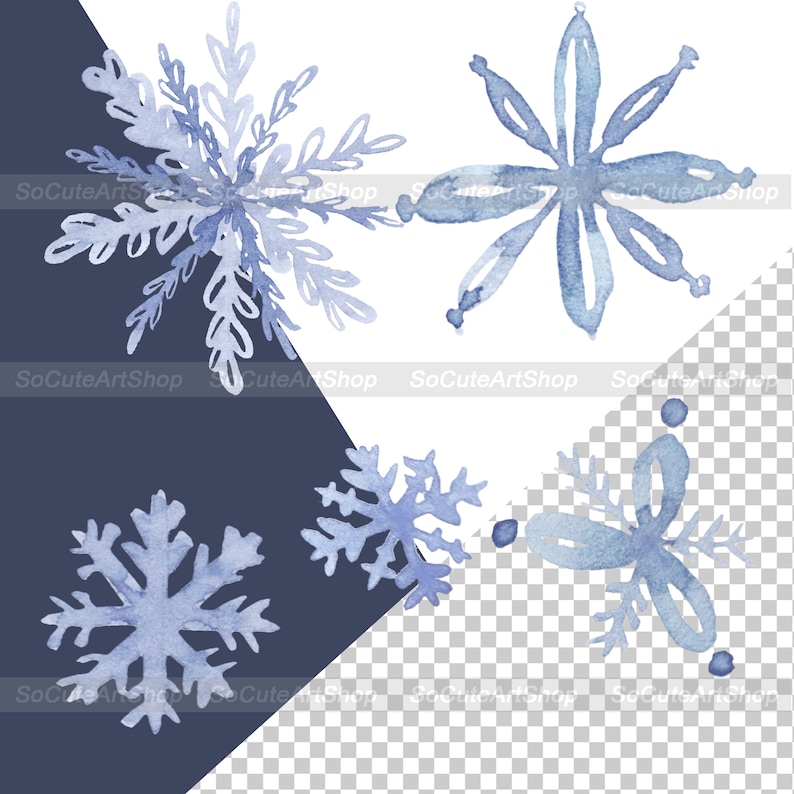 Watercolor Snowflakes Clipart, Watercolor Snow Perfect for Diy ...